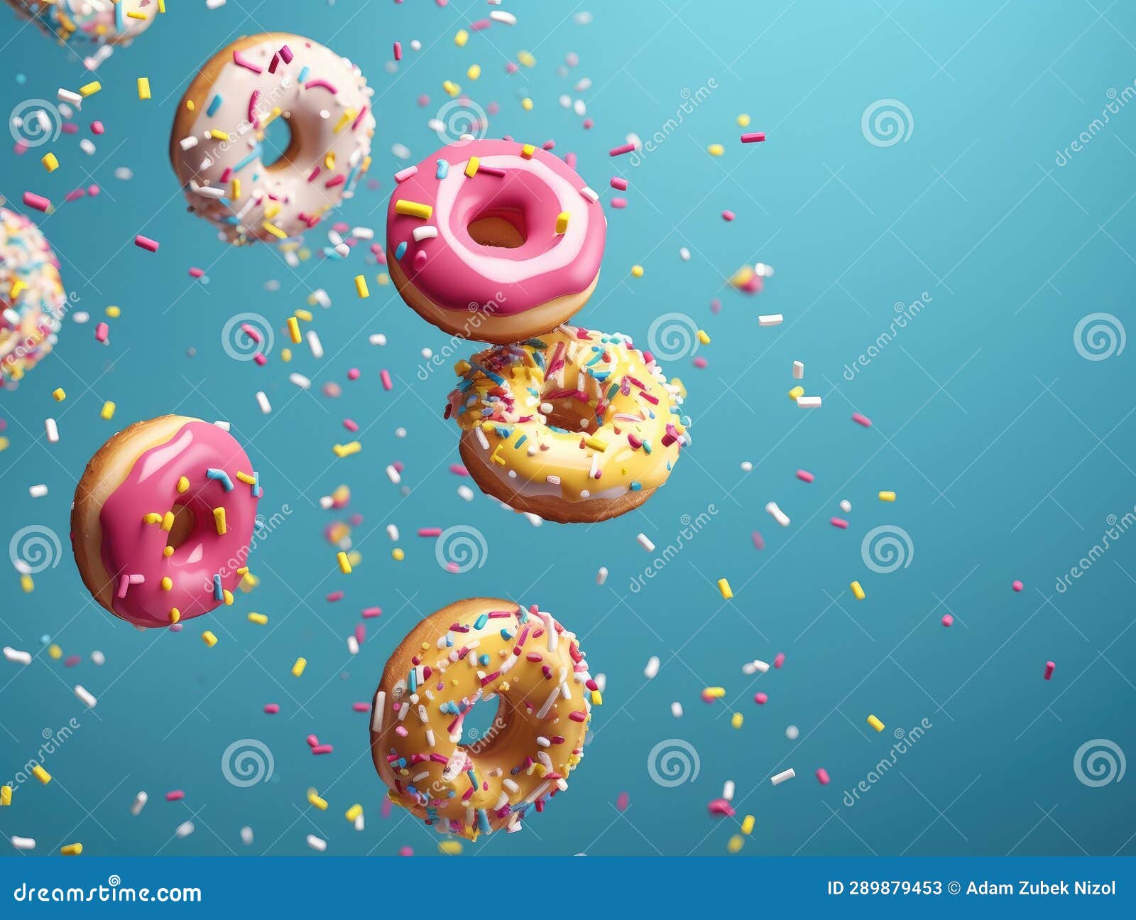 A Group of Donuts with Sprinkles Falling Stock Illustration ...