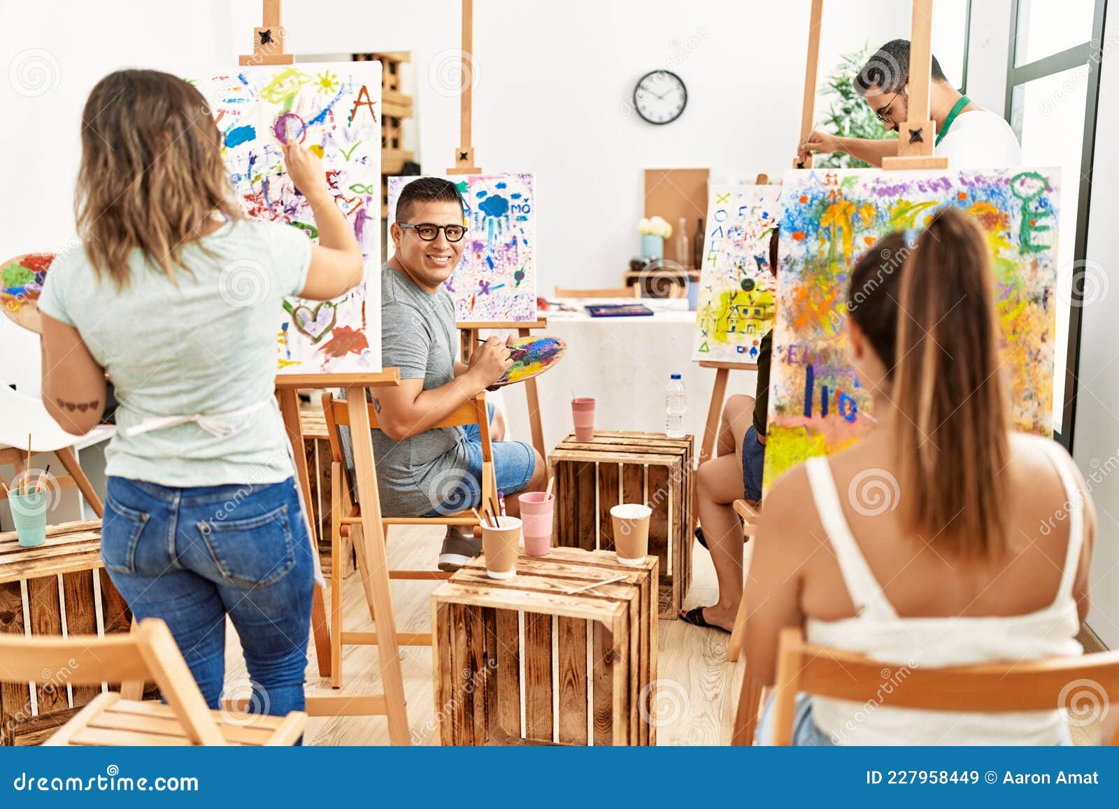 Group of Draw Students Drawing at Art Studio Stock Image - Image of ...