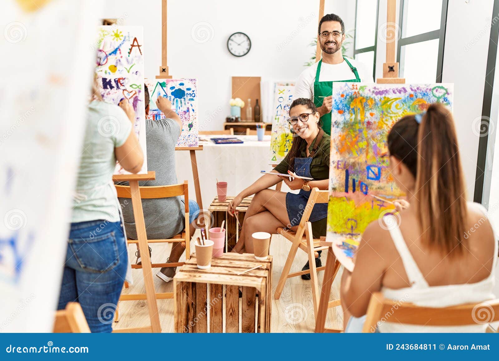 Group of Draw Students Drawing at Art Studio Stock Image - Image of ...
