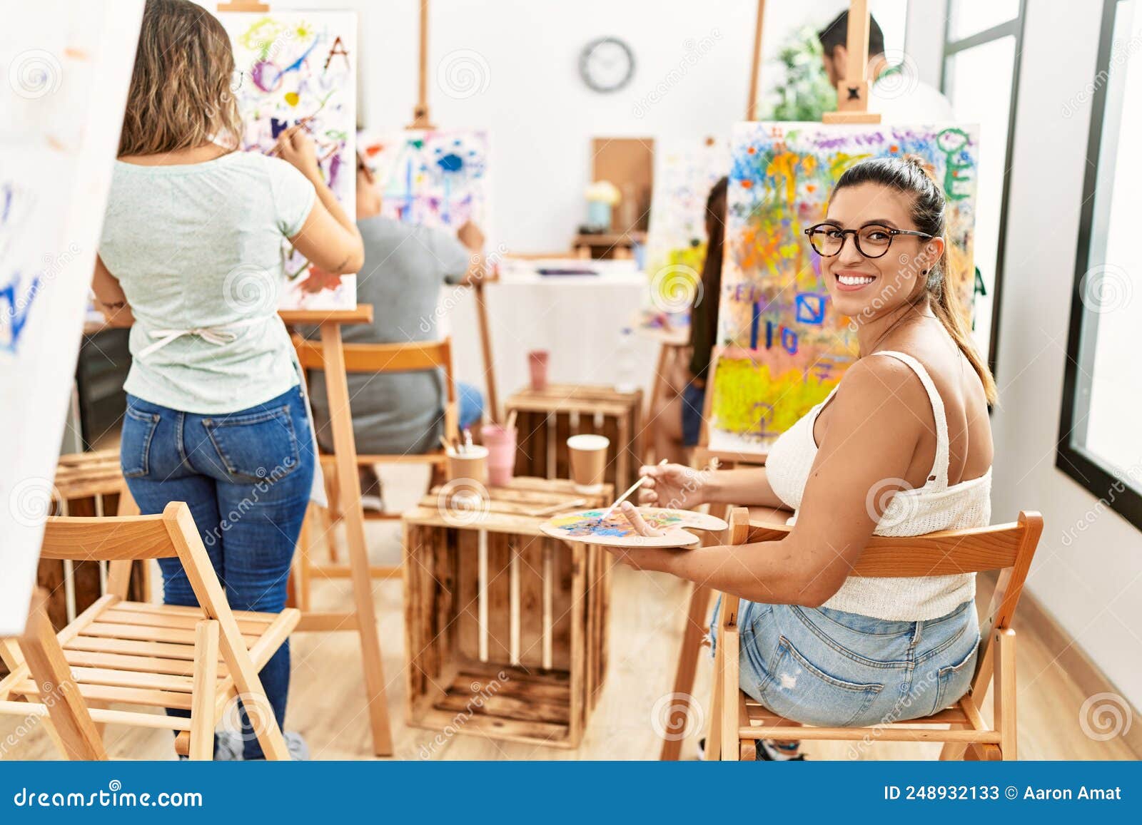 Group of Draw Students Drawing at Art Studio Stock Image - Image of ...