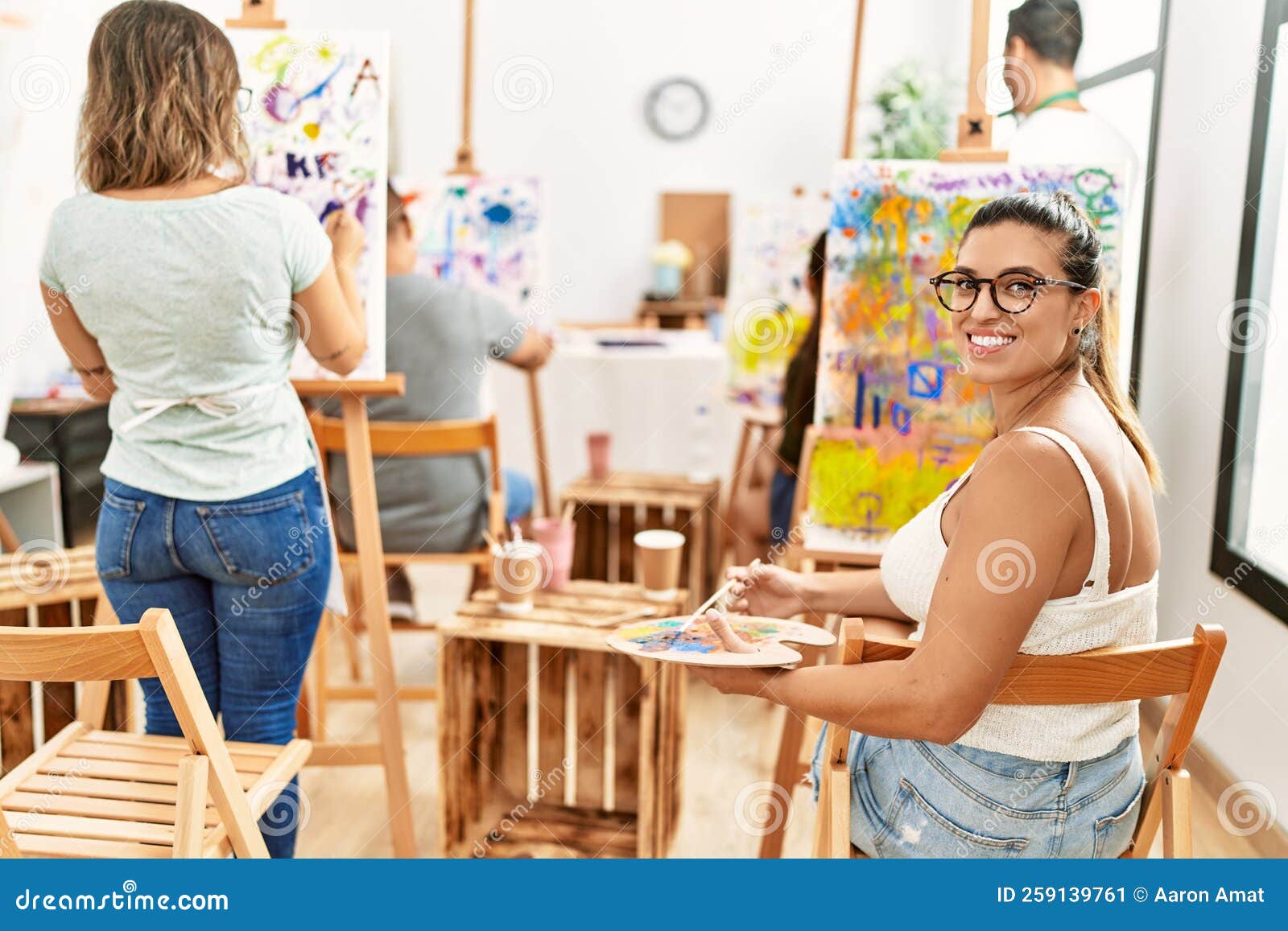 Group of Draw Students Drawing at Art Studio Stock Image - Image of ...