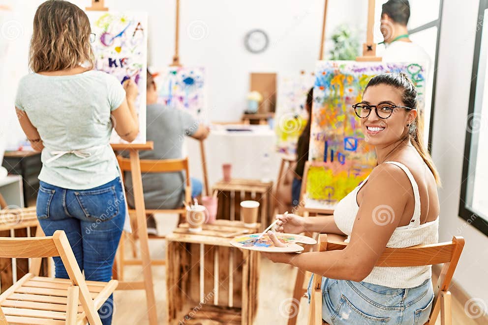 Group of Draw Students Drawing at Art Studio Stock Image - Image of ...
