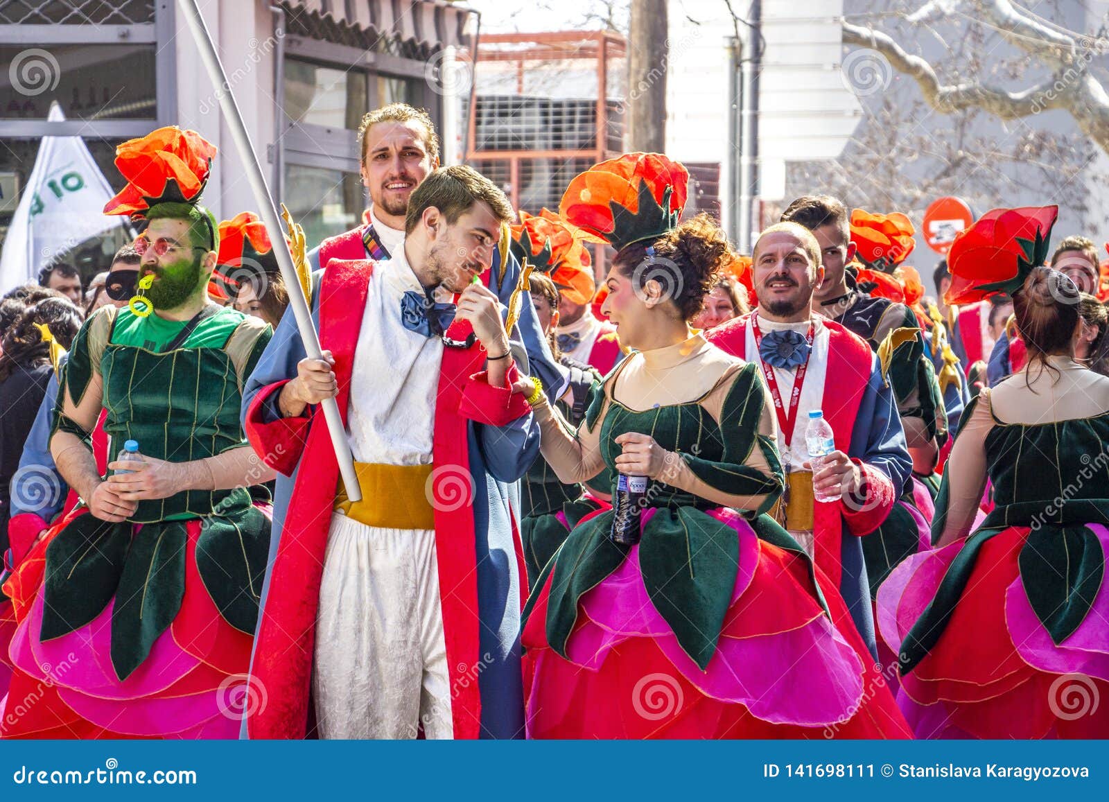 A Group of Dressed Carnival Parade Participants in Xanthi, Northeastern ...
