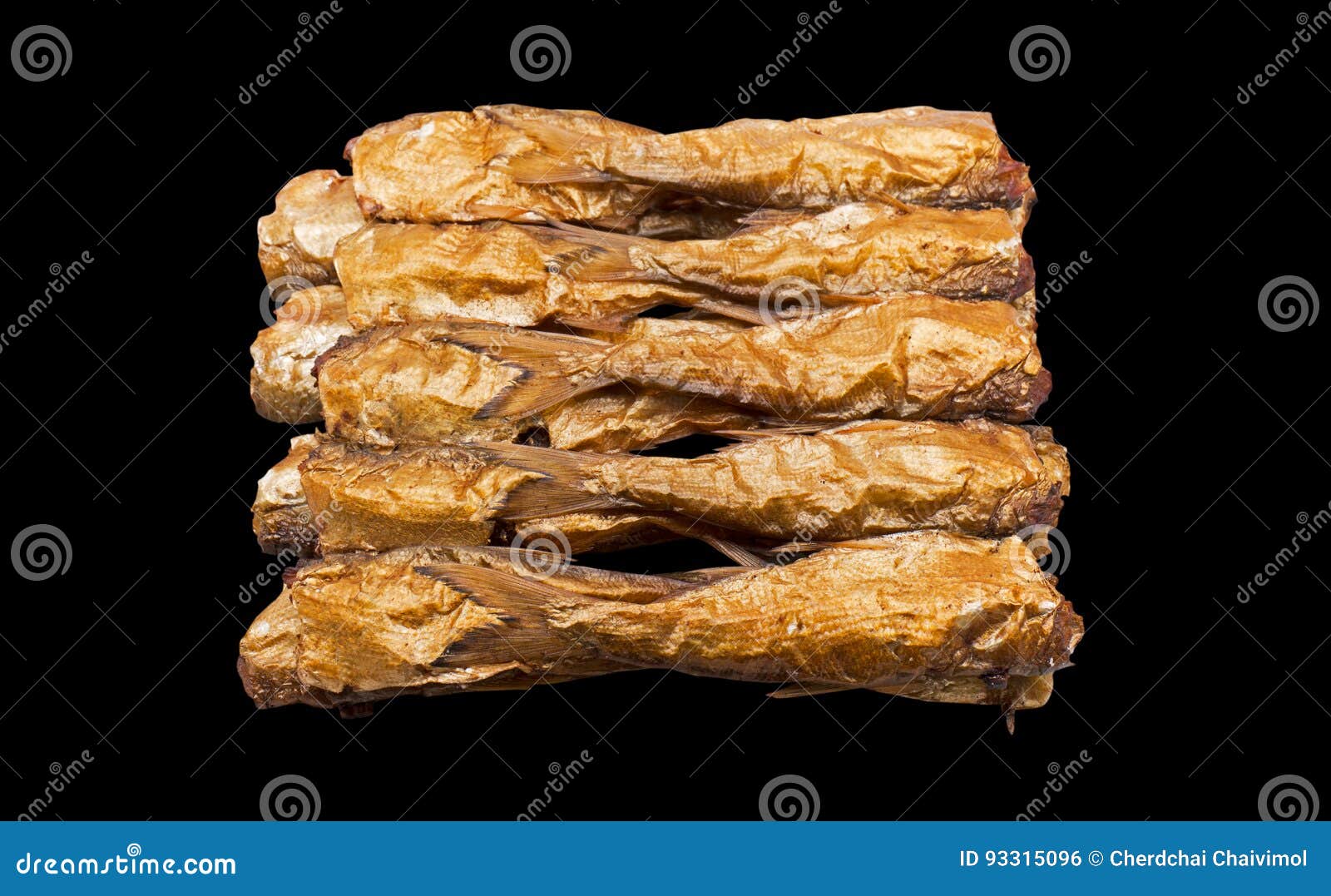 Group of Dried Fish on Black Background with Clipping Path Stock Photo ...
