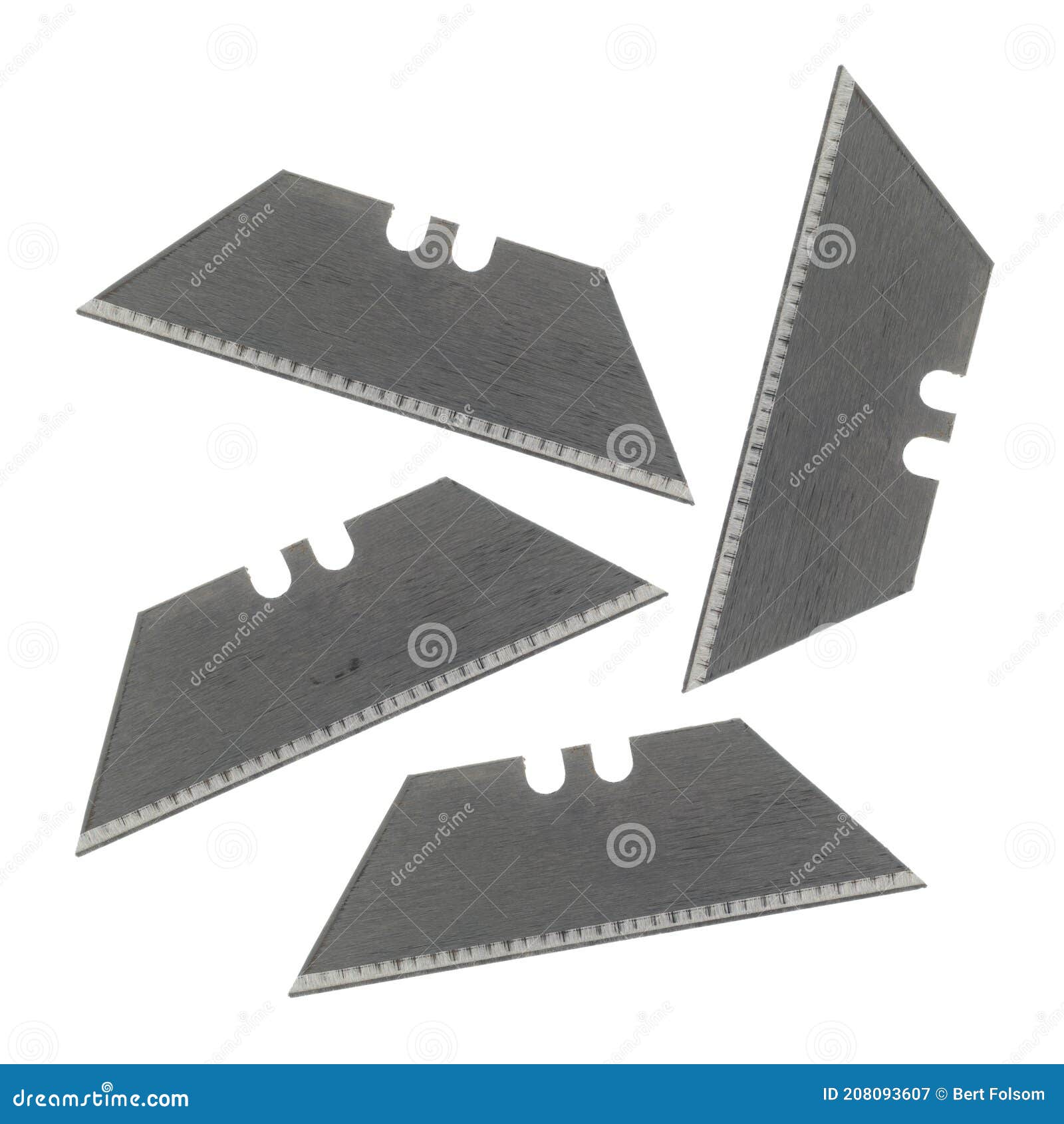 Group of Drywall Razor Blades Isolated on a White Background Top View ...