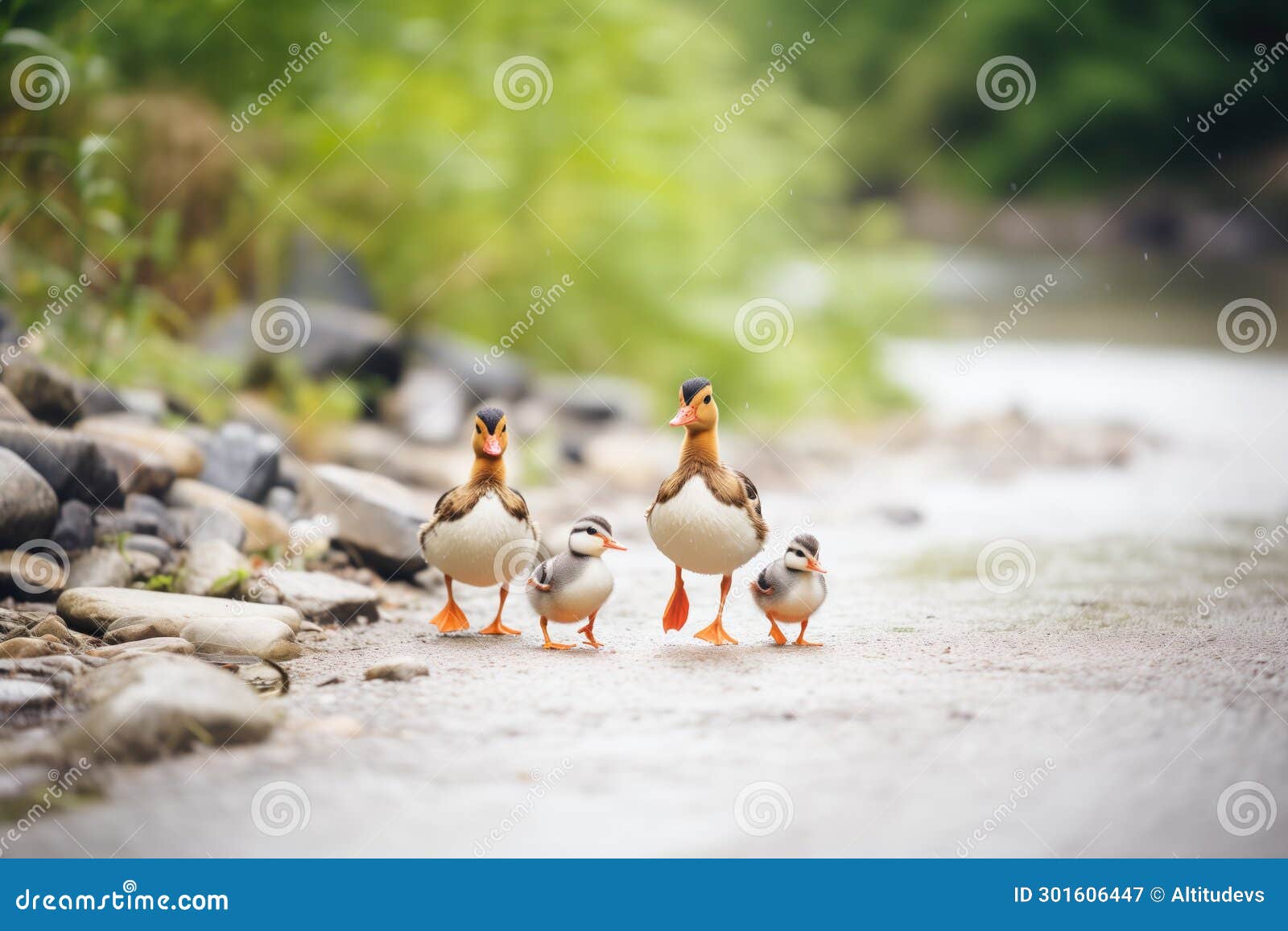 Group of Ducks Crossing a Gravel Pathway Stock Image - Image of gravel ...
