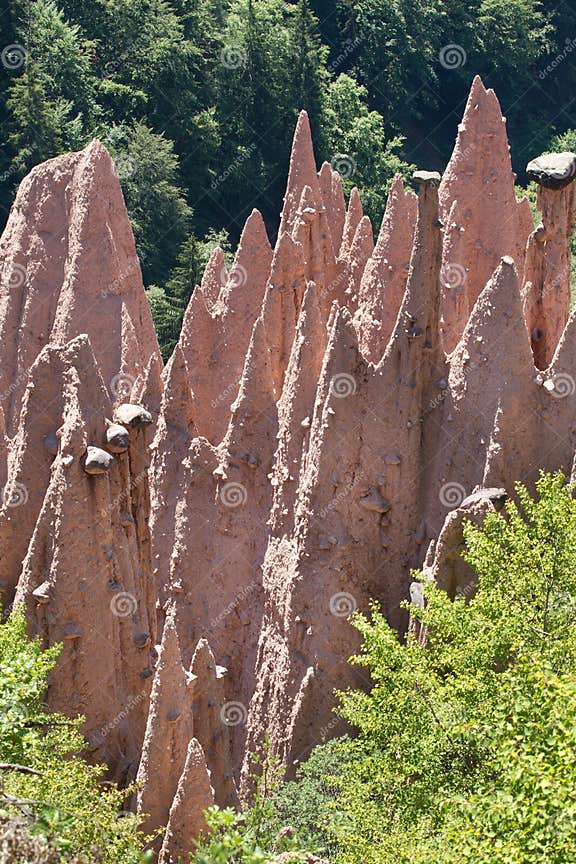 Group of Earth Pyramids in Italy Stock Photo - Image of moraine, clay ...