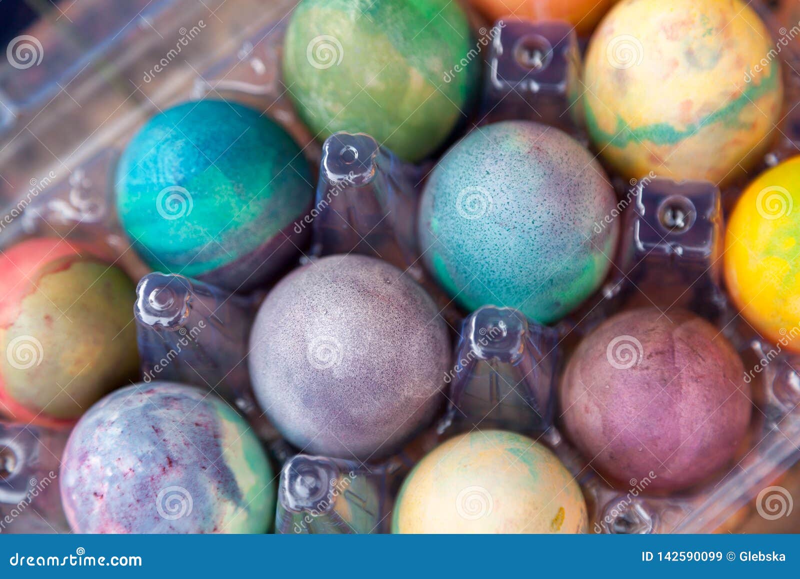 Group of Easter Colored Eggs in Plastic Container Stock Image - Image ...