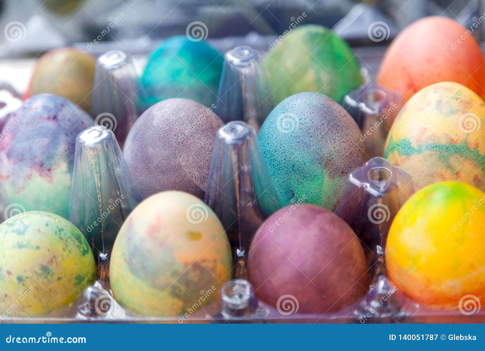 Group of Easter Colored Eggs in Plastic Container Stock Image - Image ...