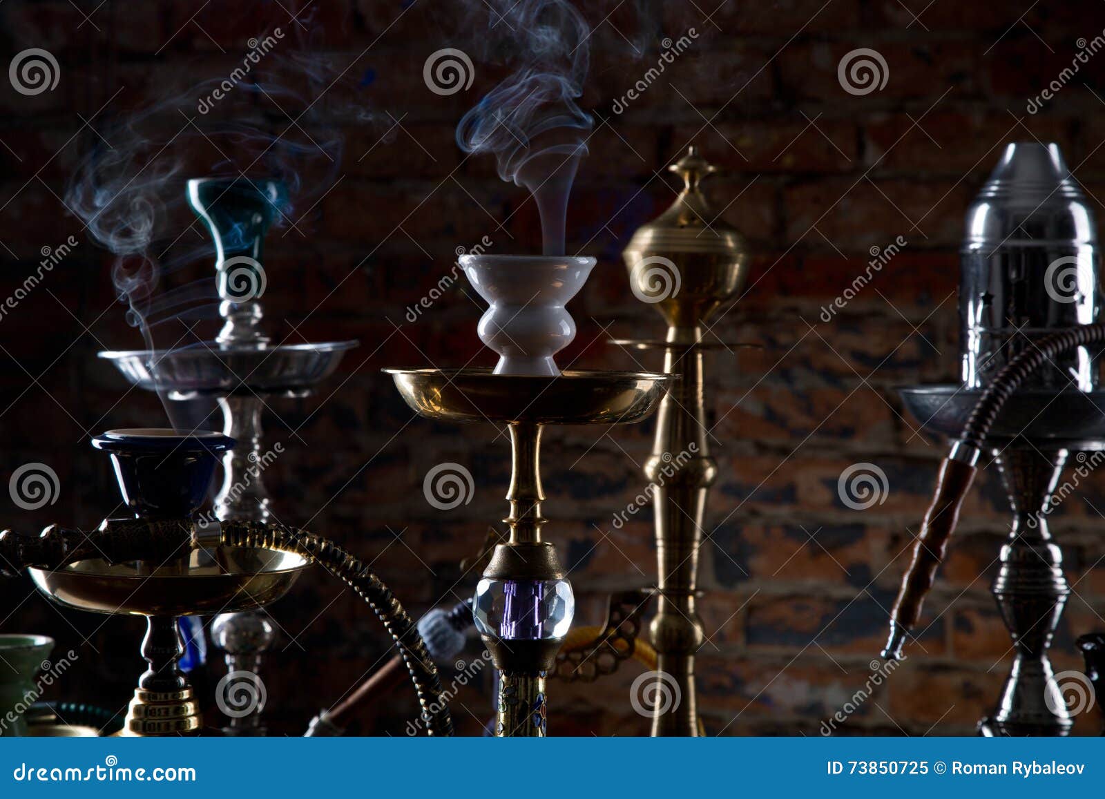 Group of eastern hookahs stock image. Image of addiction - 73850725