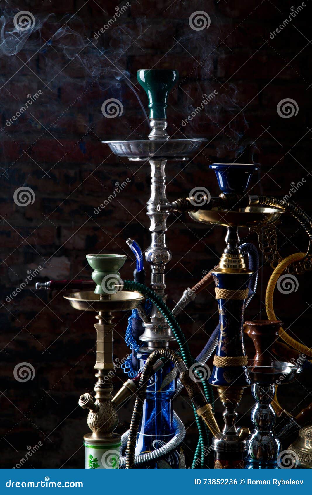 Group of eastern hookahs stock photo. Image of brick - 73852236