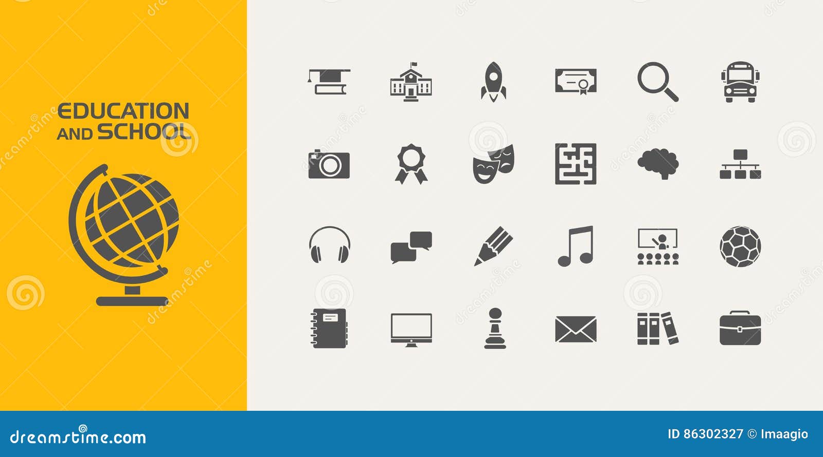 Group of Education and School Icons Stock Vector - Illustration of ...