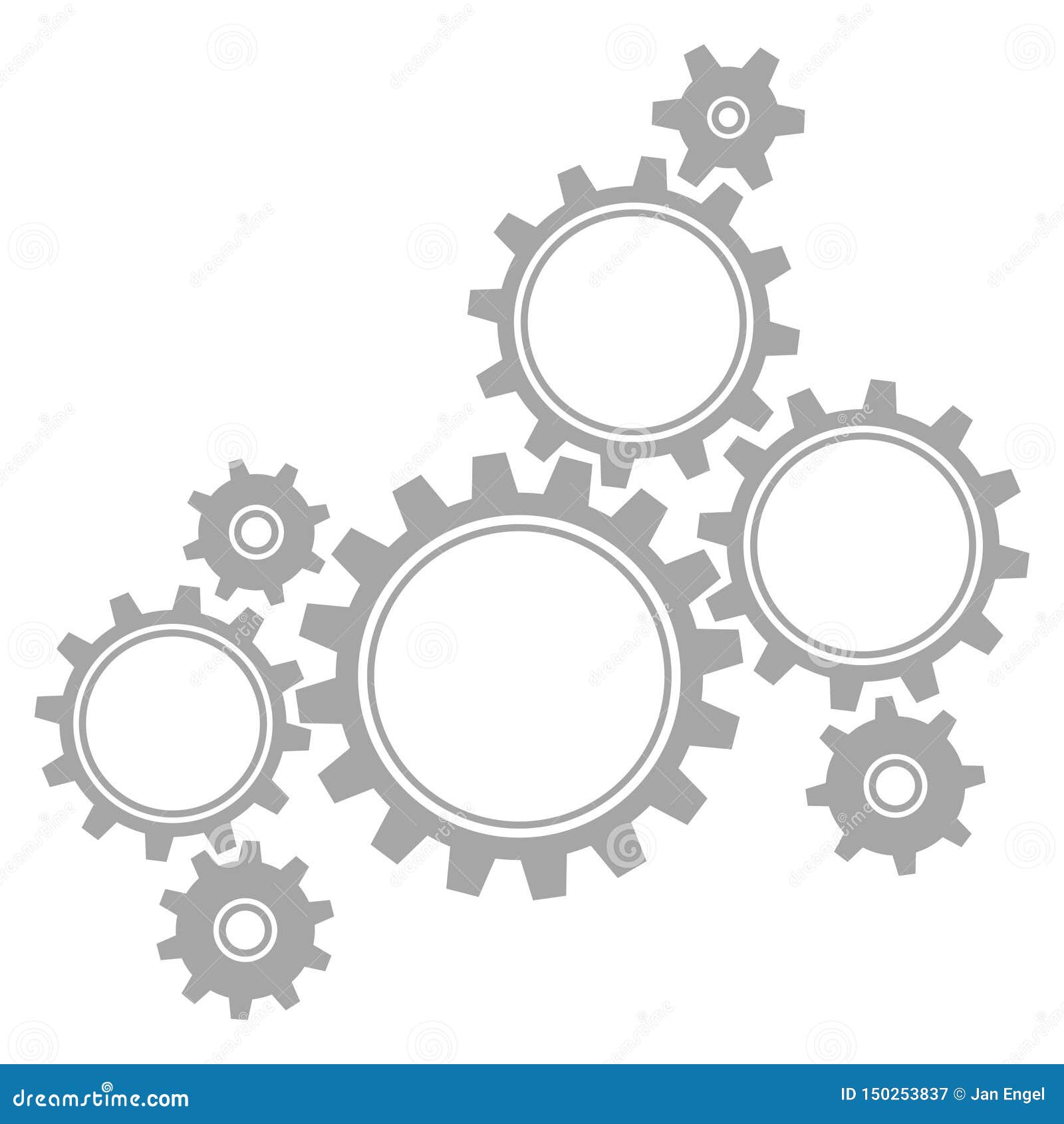 Group of Eight Big and Little Graphic Gears Gray Stock Vector ...