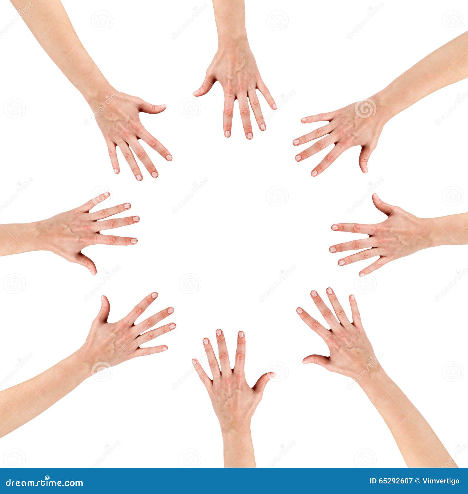 Group of Eight Hands at the Circle Together Stock Image - Image of ...