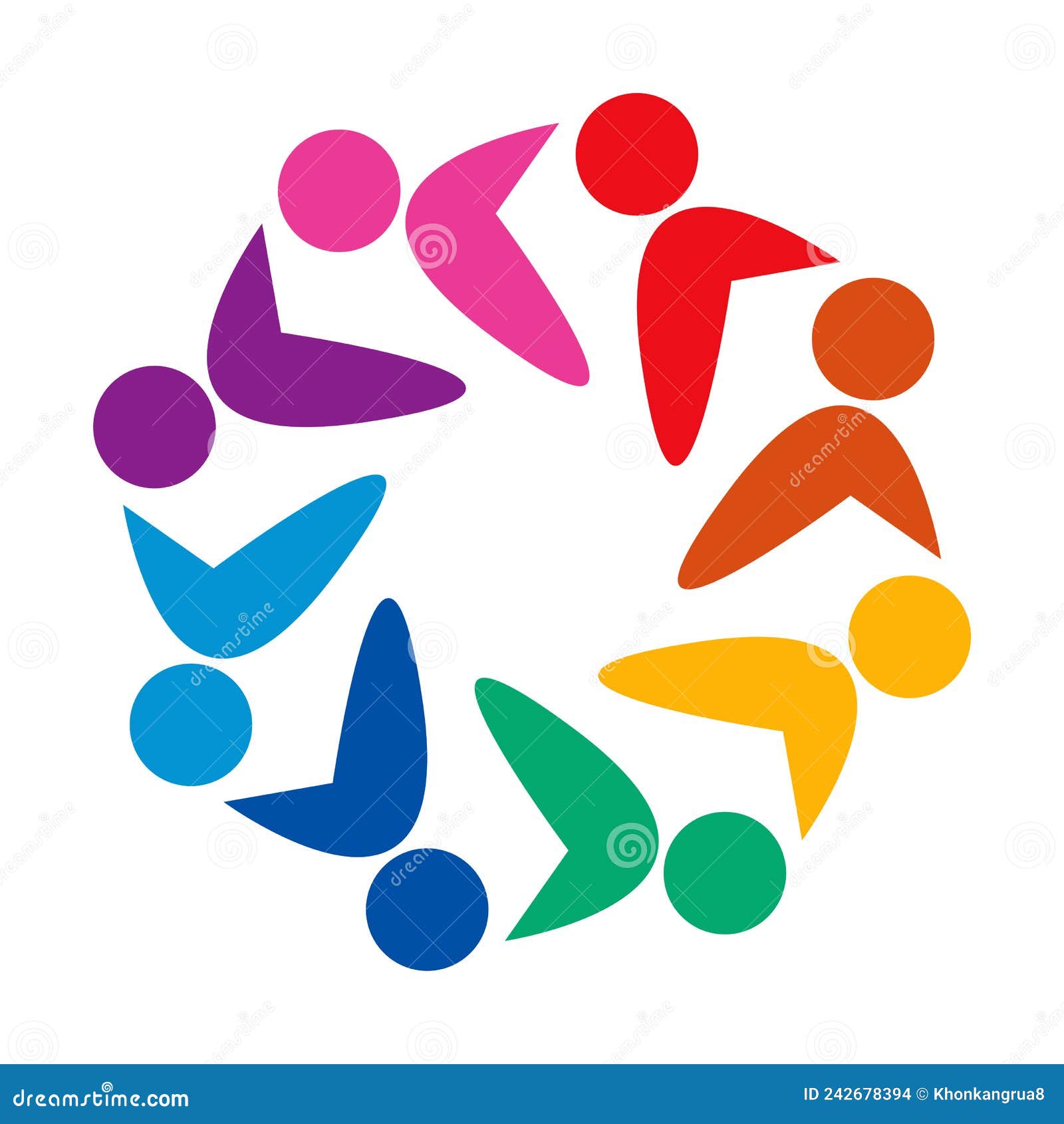 Group of Eight People Logo in a Circle.Persons Teamwork Stock Vector ...