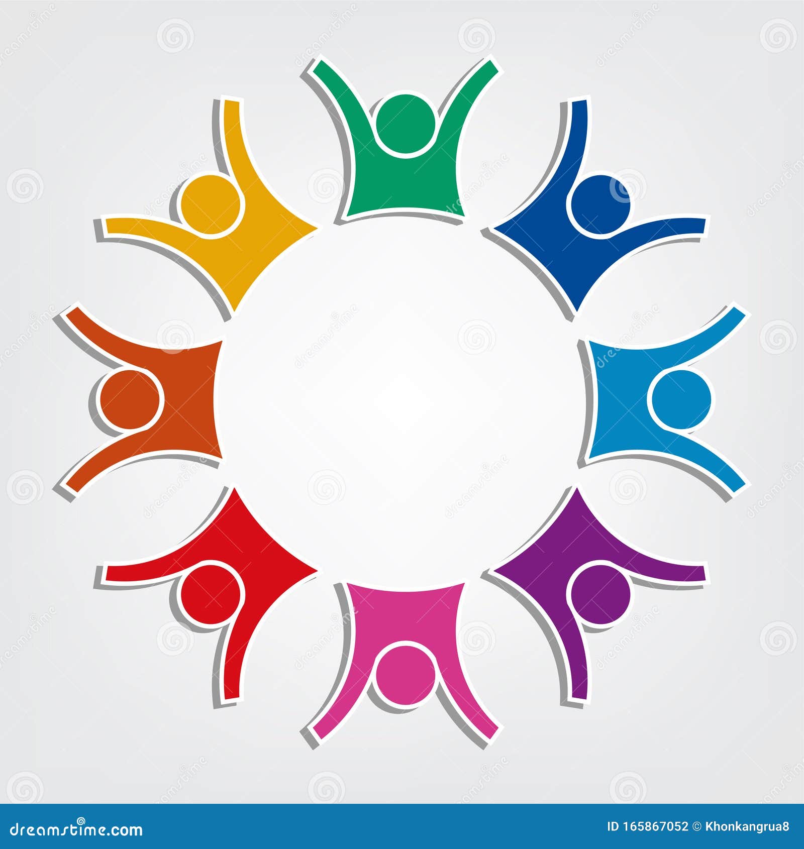Group of Eight People Logo in a Circle.Persons Teamwork Holding Stock ...