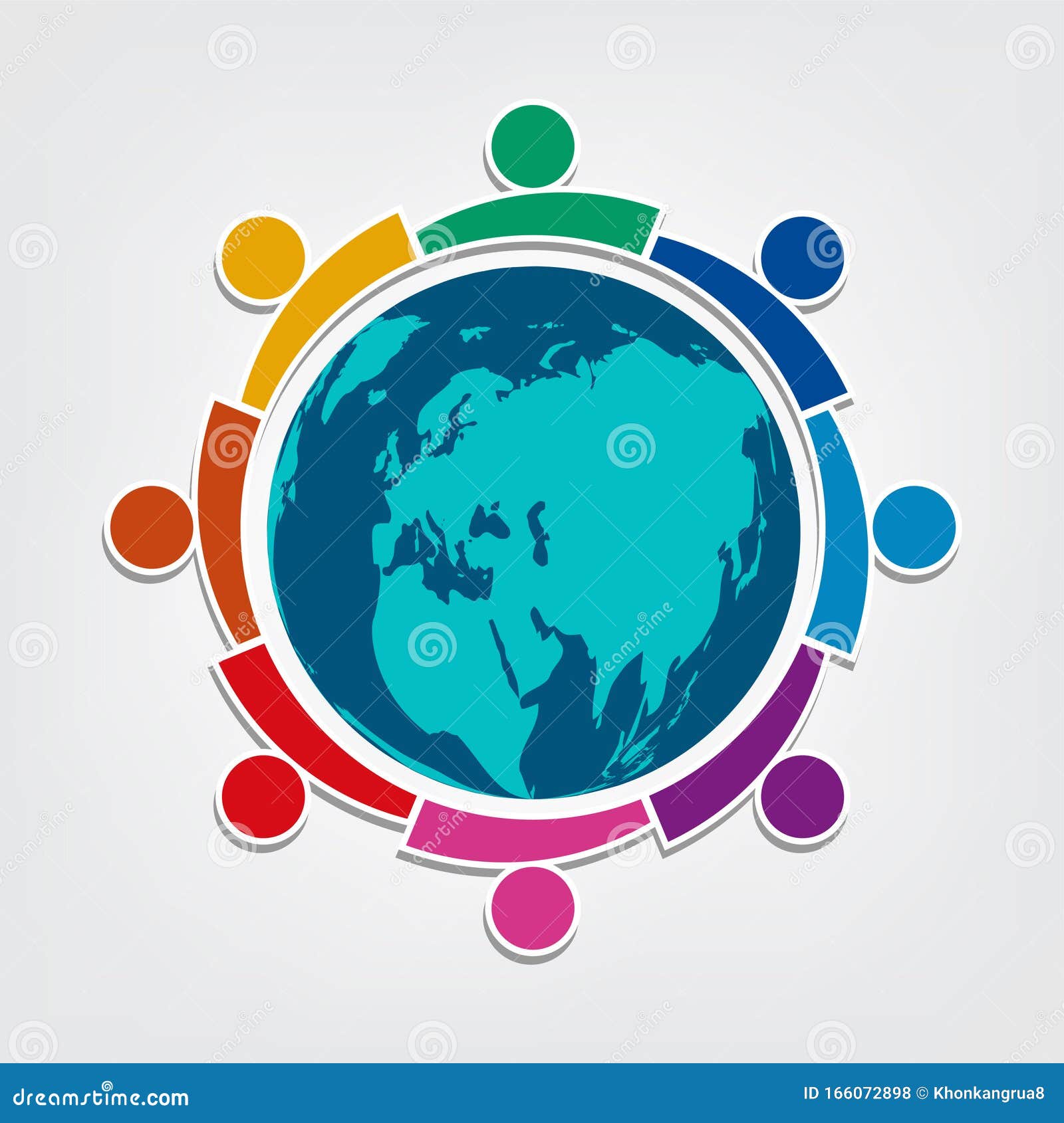 Group of Eight People Logo in a Circle.Persons Teamwork Holding Stock ...