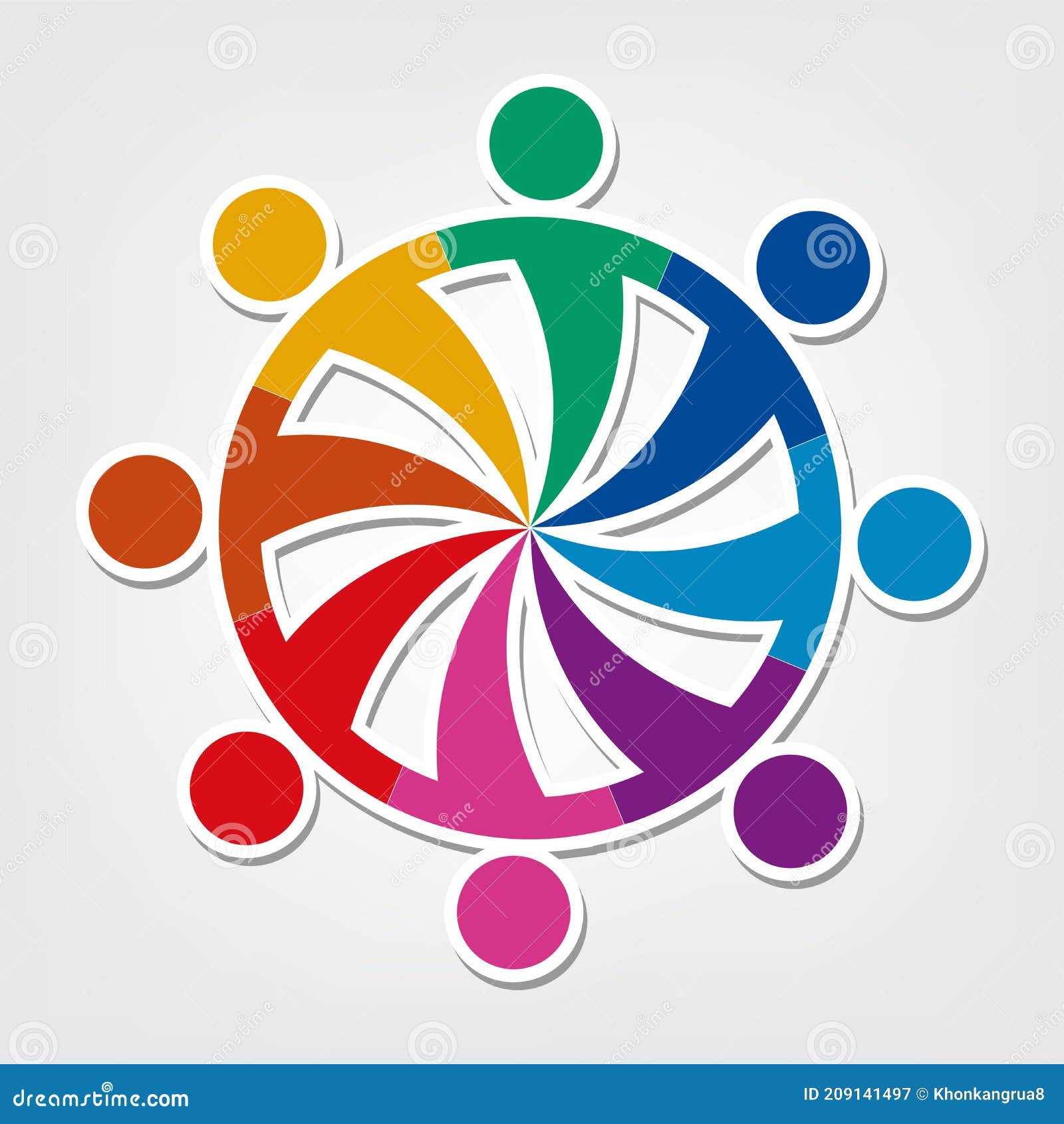 Group of Eight People Logo in a Circle Stock Vector - Illustration of ...