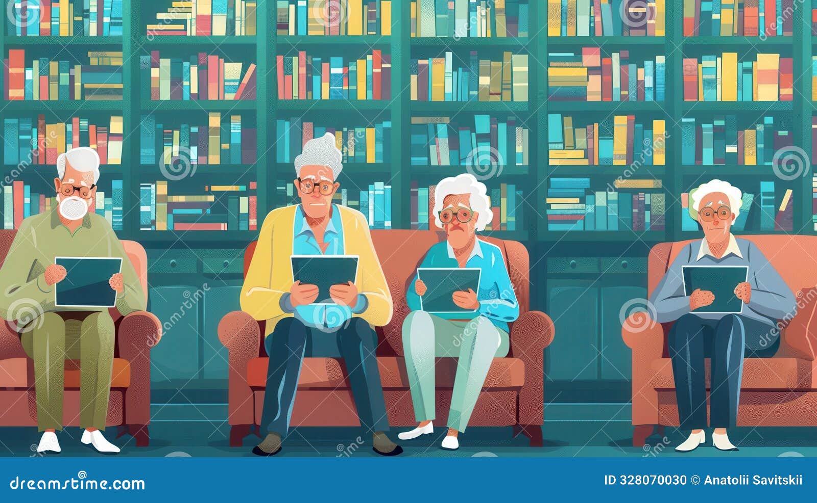 A Group of Elderly People is Attentively Using Tablets while Seated in ...