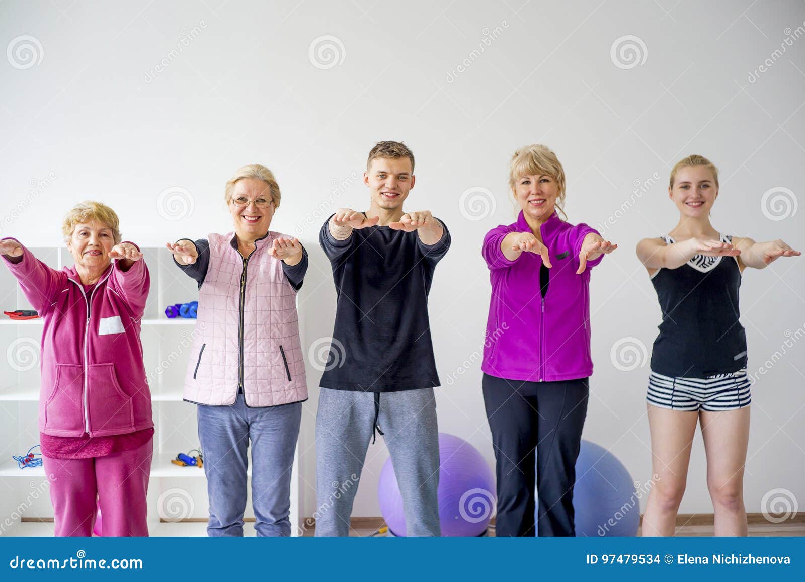 Group of Elderly People Doing Exercises Stock Photo - Image of ...