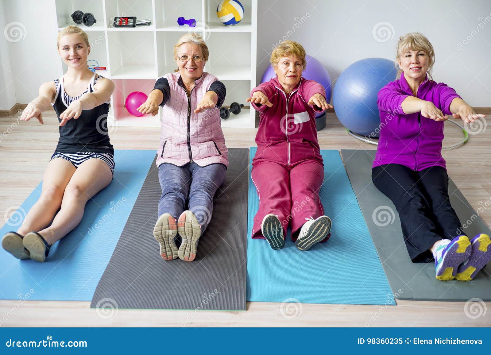 Group of Elderly People Doing Exercises Stock Image - Image of exercise ...