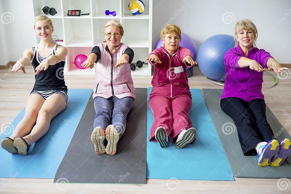 Group of Elderly People Doing Exercises Stock Image - Image of exercise ...