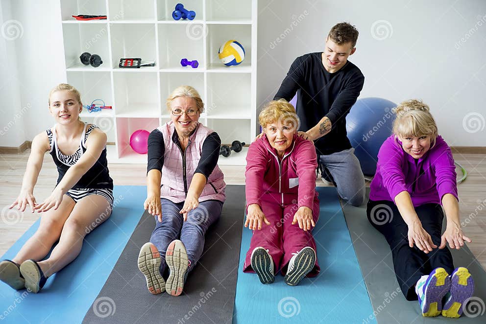 Group of Elderly People Doing Exercises Stock Photo - Image of healthy ...