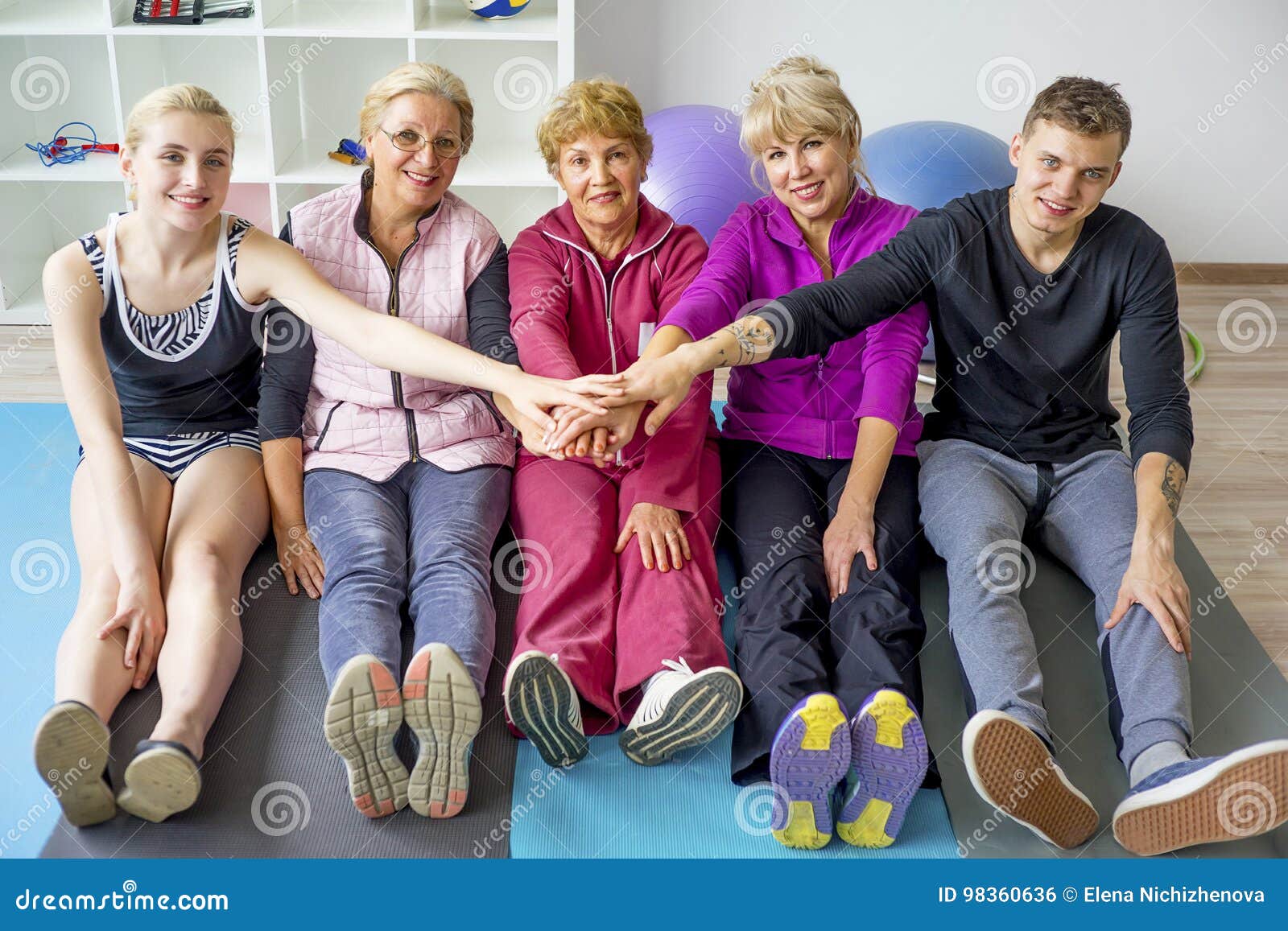 Group of Elderly People Doing Exercises Stock Photo - Image of adult ...