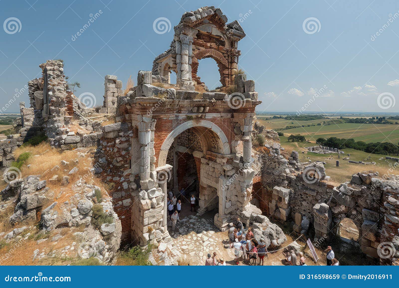 A Group Of Elderly People During An Excursion To The Excavations Of ...
