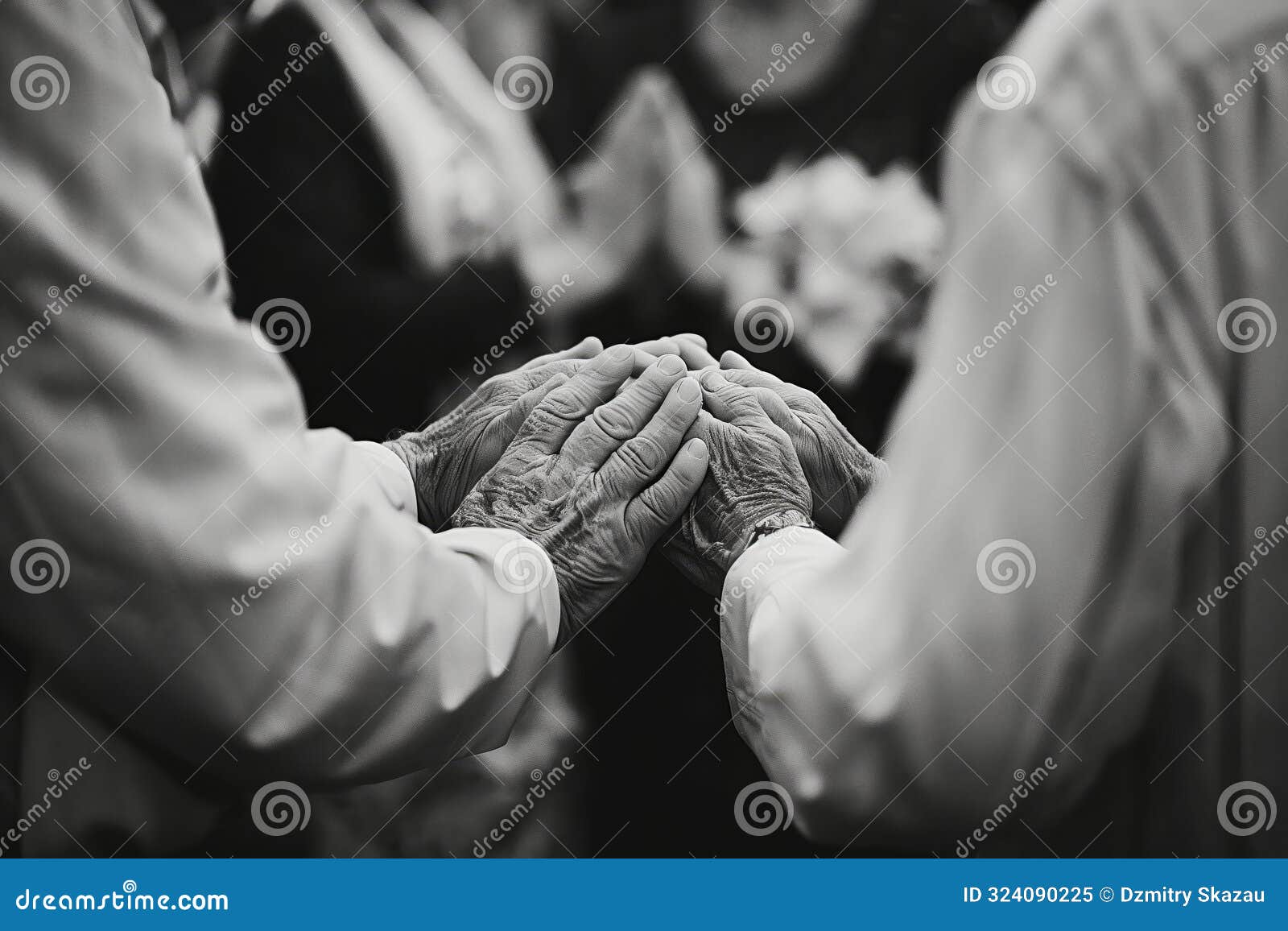 Elderly Group Praying with Hands Joined in a Circle Stock Image - Image ...