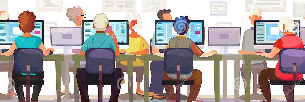 A Group of Elderly Students Attentively Learns Digital Skills ...