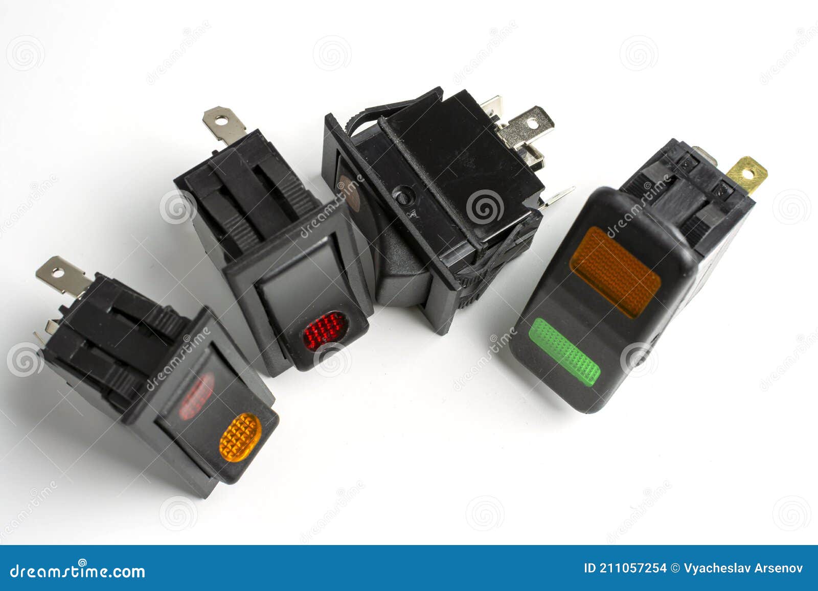 A Group of Electric Buttons on a White Background Stock Photo - Image ...