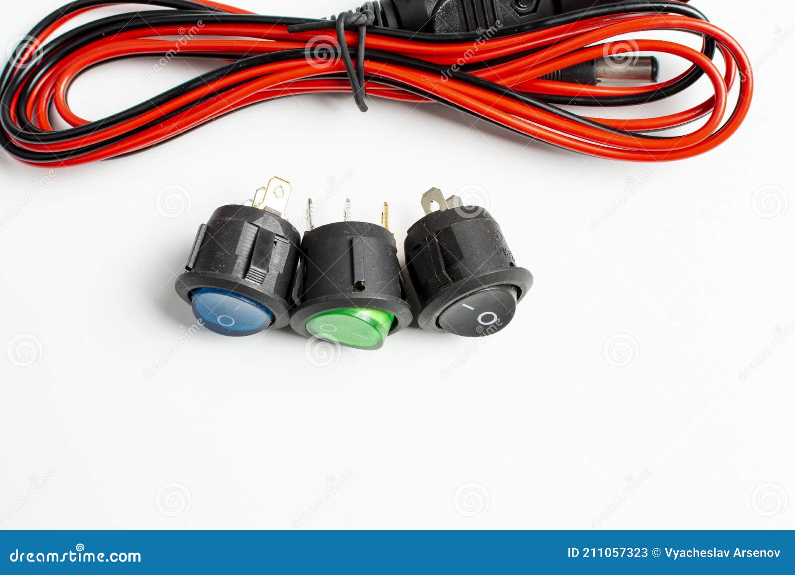 A Group of Electrical Buttons and a Bundle of Wires Stock Image - Image ...