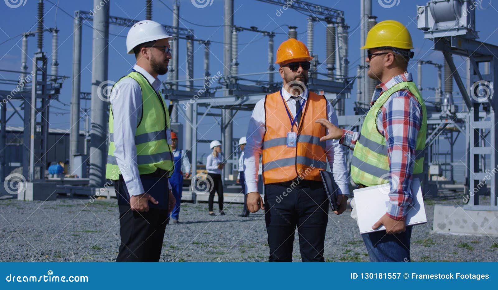 A Group of Electrical Workers Stock Image - Image of industrial, plant ...
