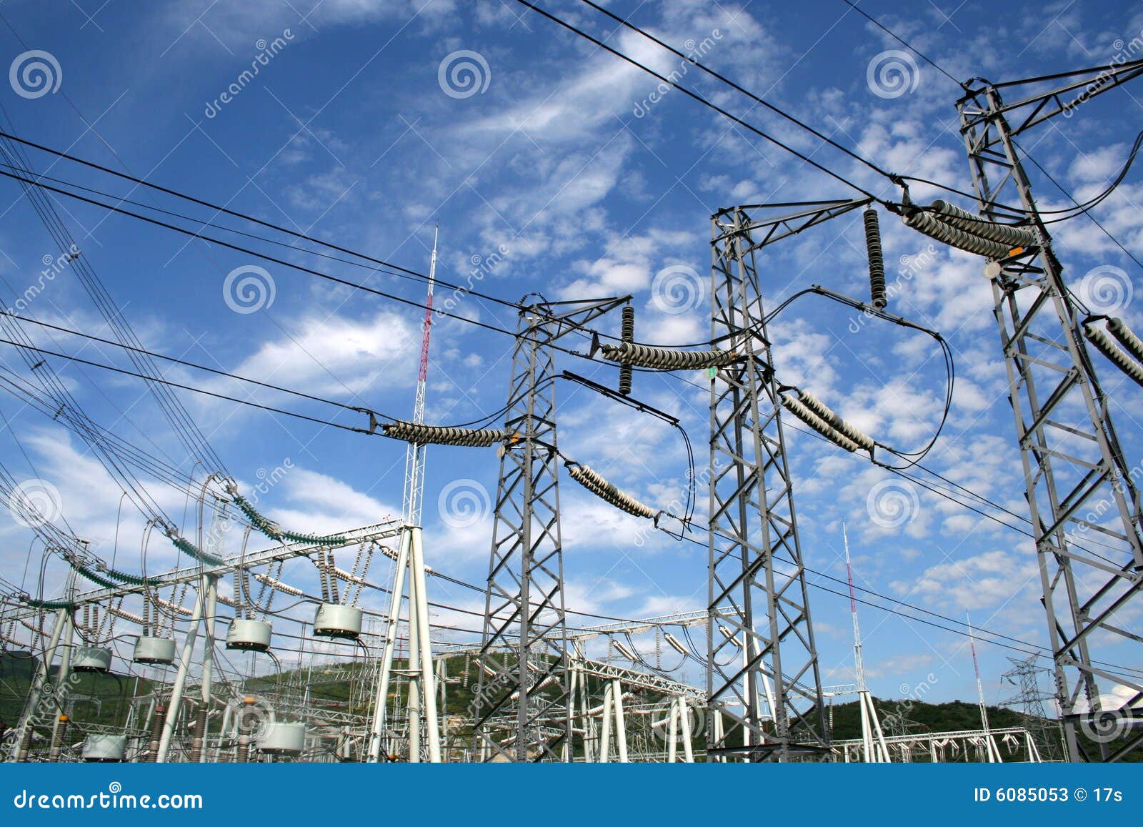 Power Pylon Overload Or Electric Short Circuit At Transformer On Poles ...