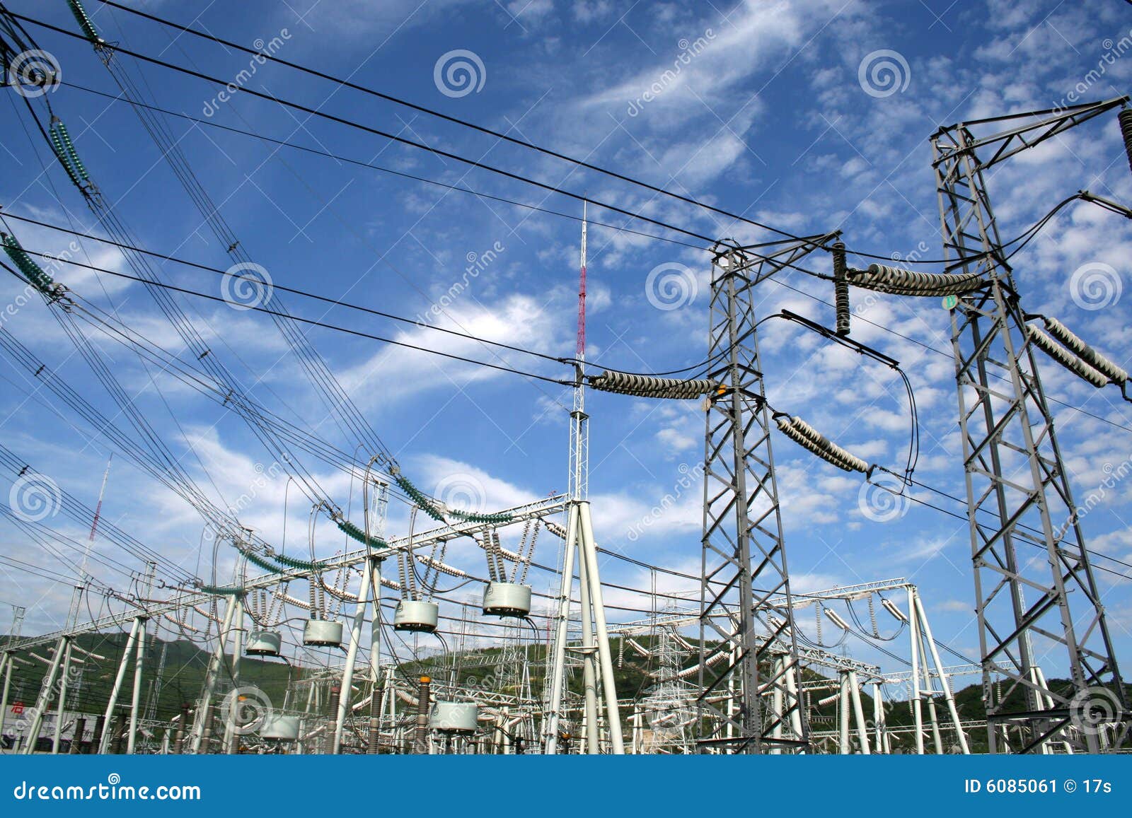 Power Pylon Overload Or Electric Short Circuit At Transformer On Poles ...