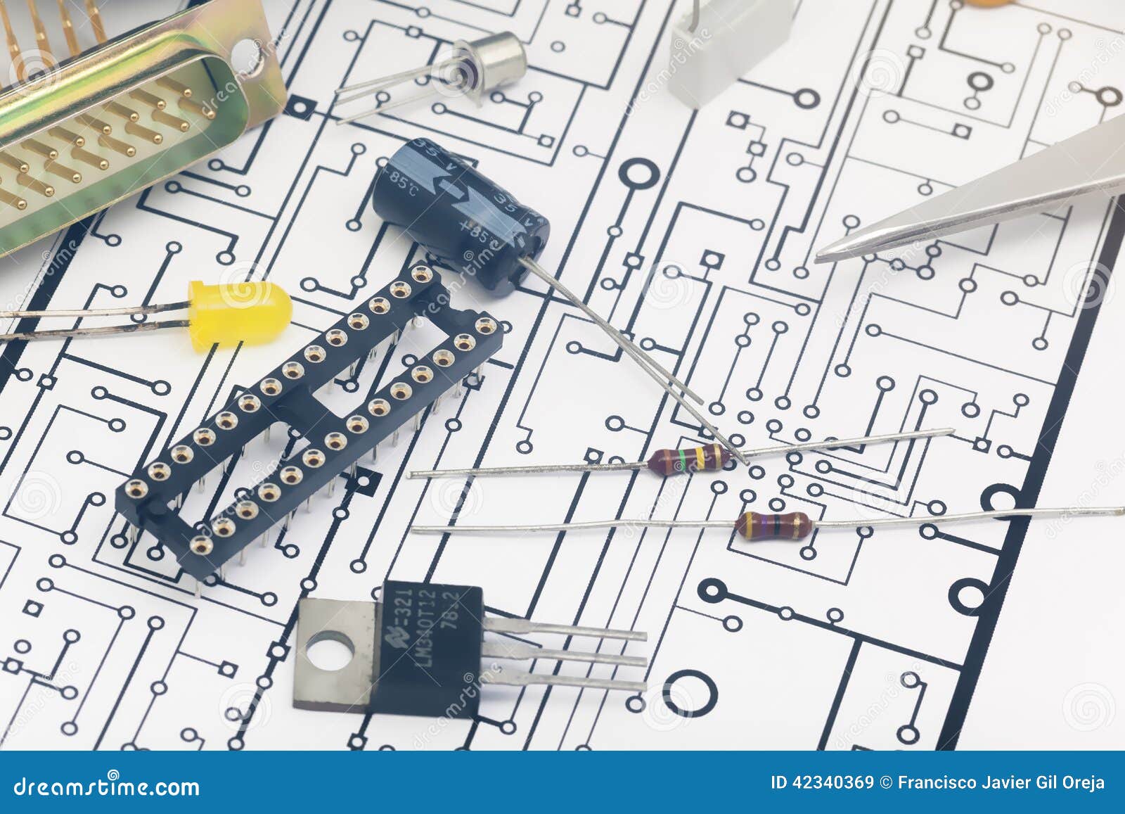 Group of Electronic Components Stock Image - Image of technician ...