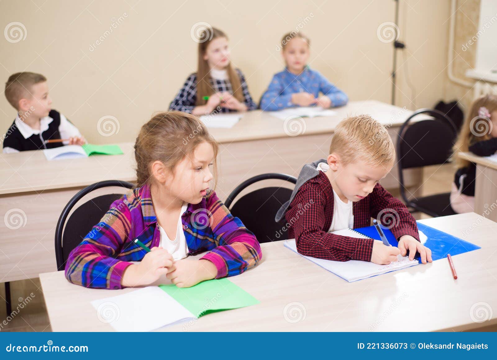 Group of Elementary Pupils in the Classroom. Stock Image - Image of ...