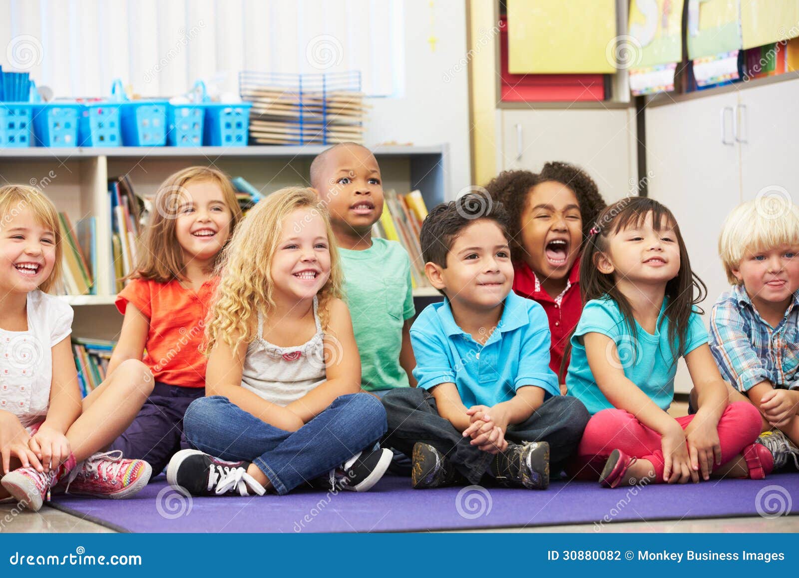 Group of Elementary Pupils in Classroom Stock Photo - Image of ...