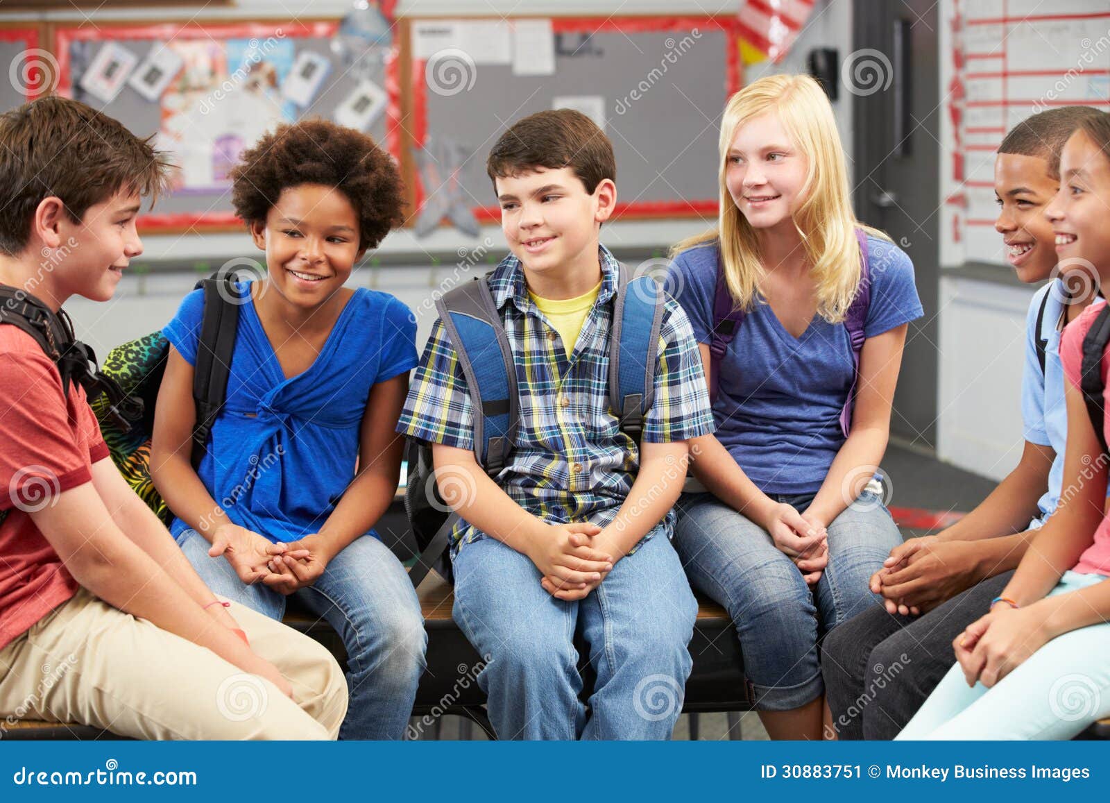 Group of Elementary Pupils in Classroom Stock Image - Image of ...