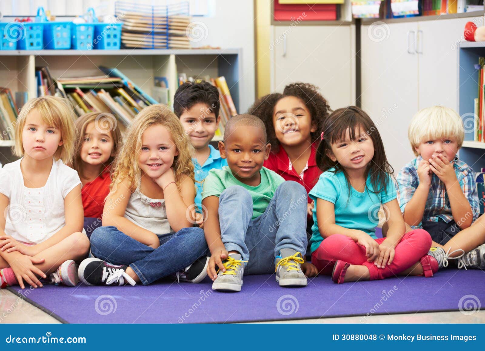 Group of Elementary Pupils in Classroom Stock Photo - Image of primary ...