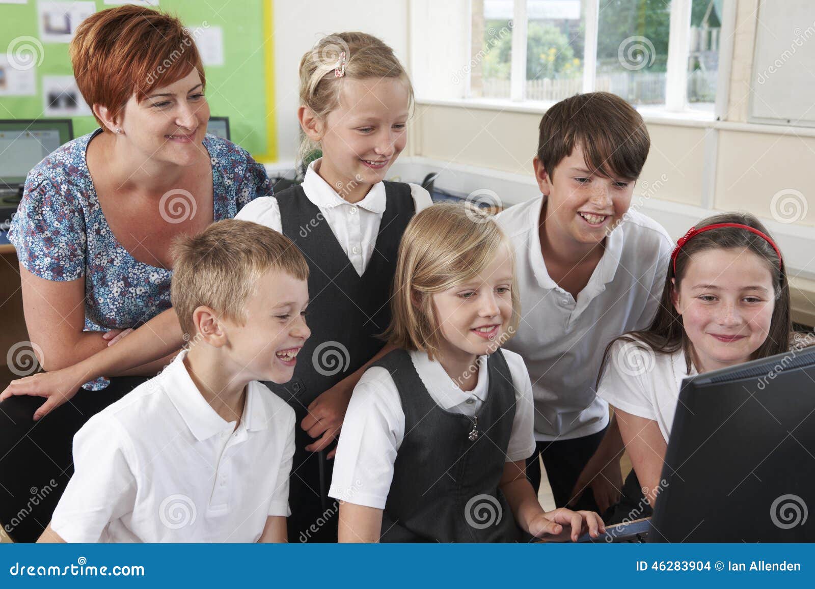 Group of Elementary Pupils in Computer Class with Teacher Stock Photo ... Group of Elementary Pupils in Computer Class with Teacher Stock Photo ...
