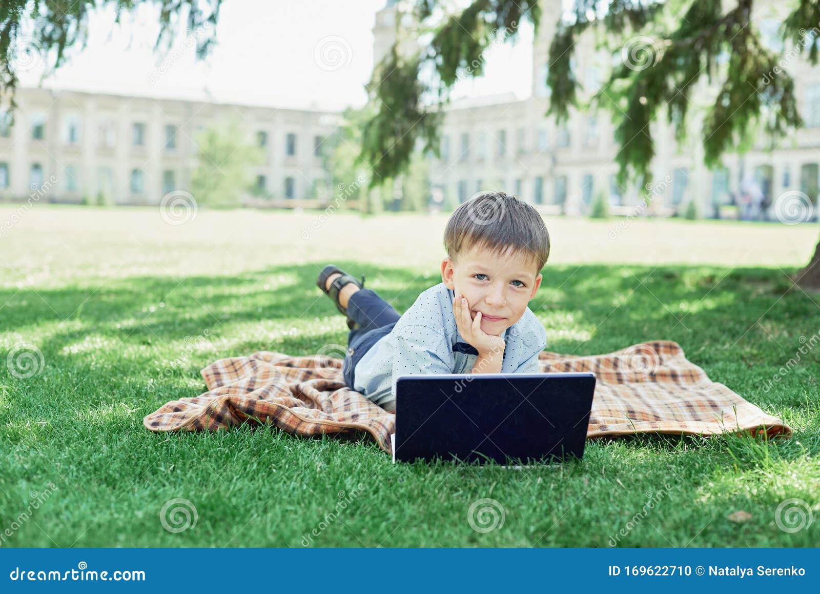 Group of Elementary School Children Working Together on Nature at Park ...