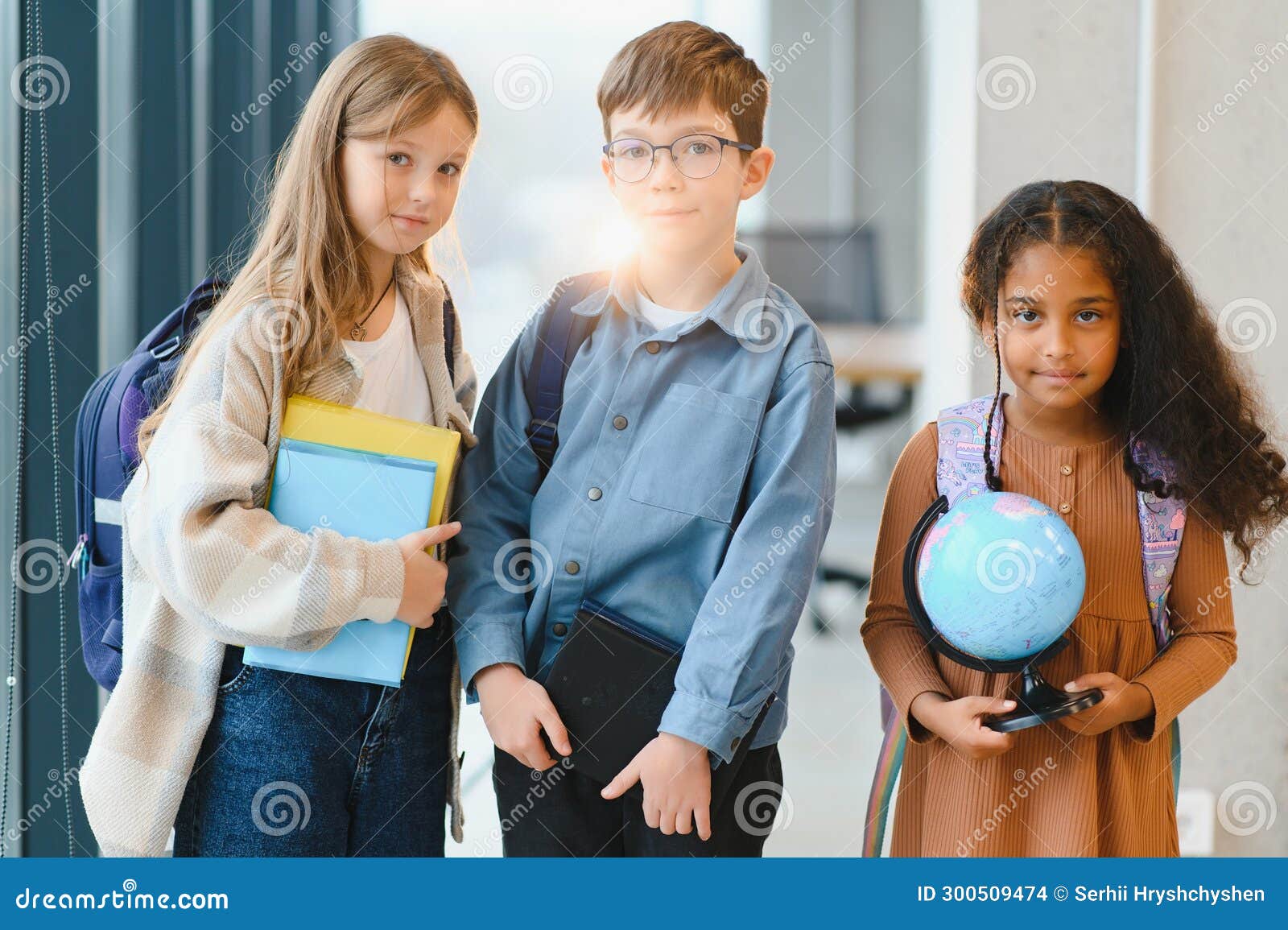 Group of Elementary School Kids in a School Corridor Stock Photo ...