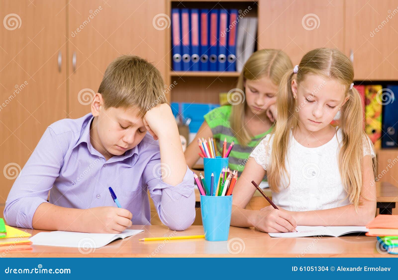 Group of Elementary School Pupils Takes the Test in Class Stock Photo ...