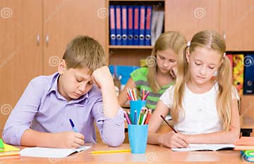 Group of Elementary School Pupils Takes the Test in Class Stock Photo ...