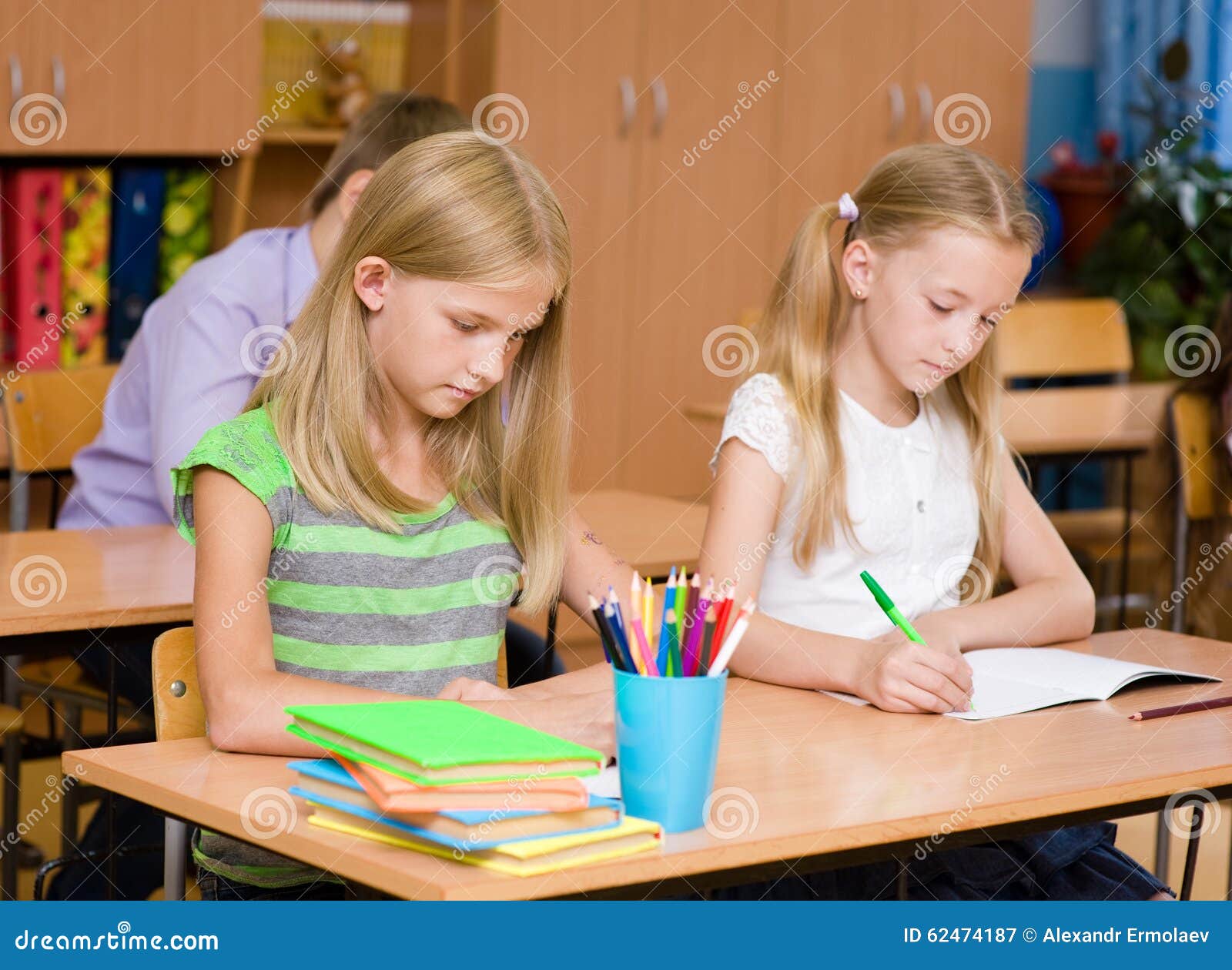 Group of Elementary School Pupils Takes the Test in Class Stock Image ...