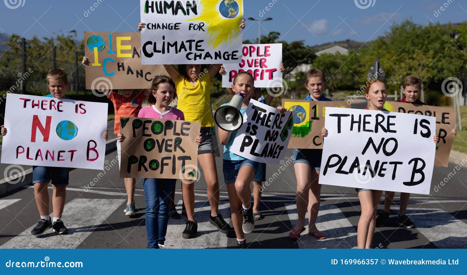 Group of Elementary School Pupils Walking on a Protest March Stock ...