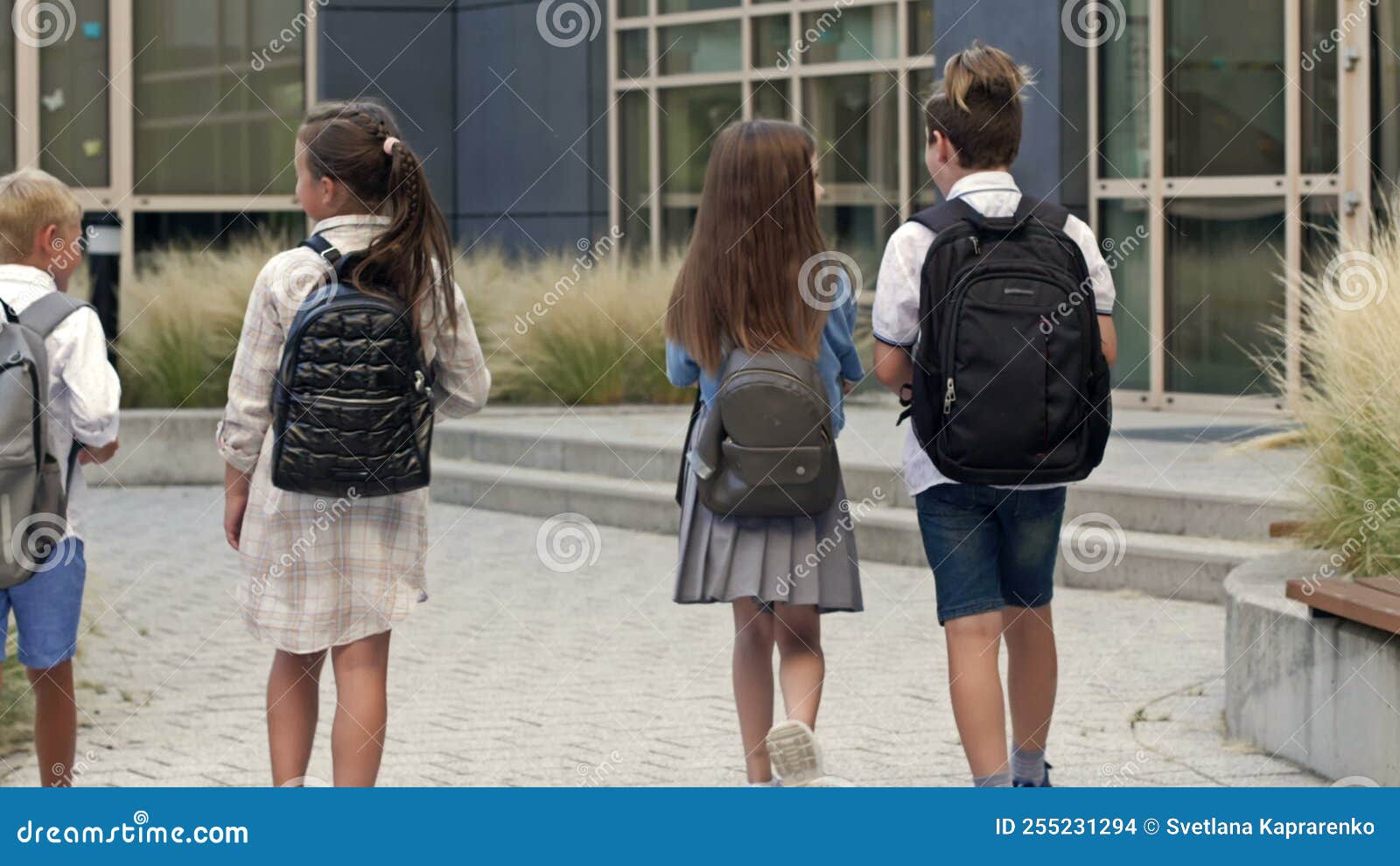 Group of Elementary School Students Rush To a Lesson To School. Back To ...