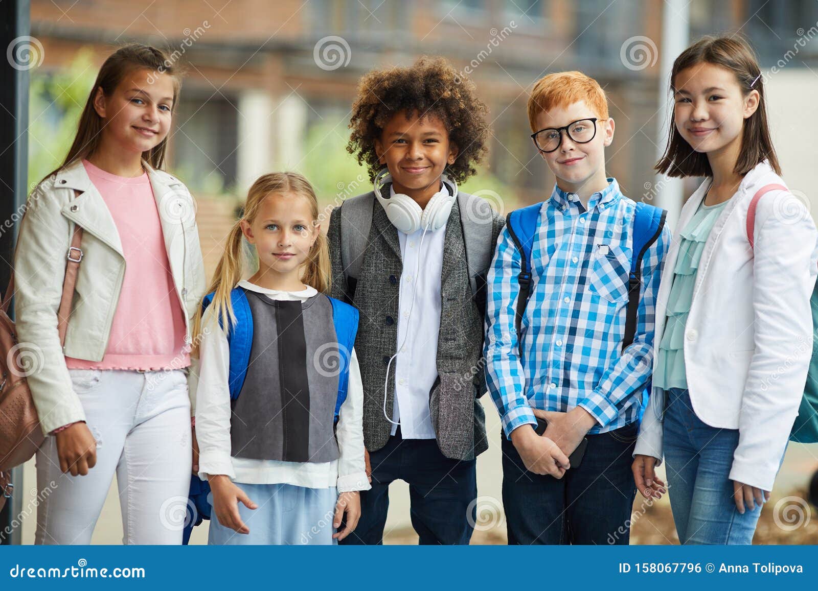 Group of Elementary Students Outdoors Stock Photo - Image of boys ...